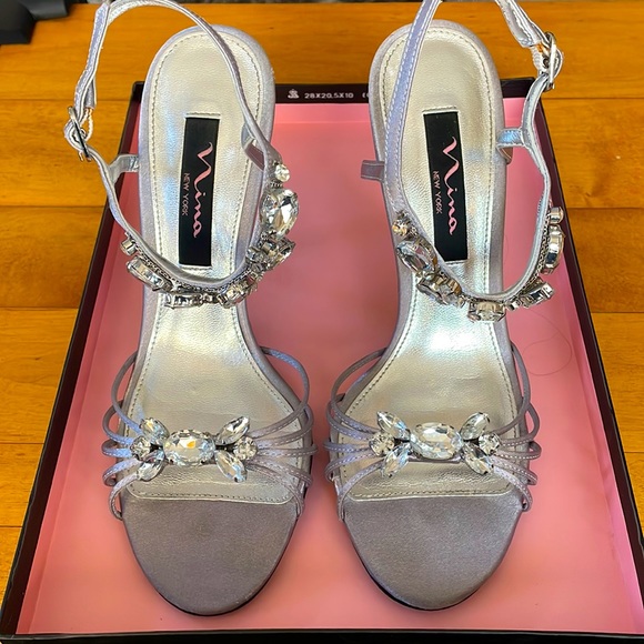 Nina | Shoes | Nina Cara Silver And Rhinestone Formal High Heel Shoe ...